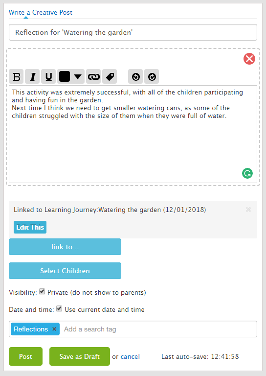 Private Reflections – ChildCarers